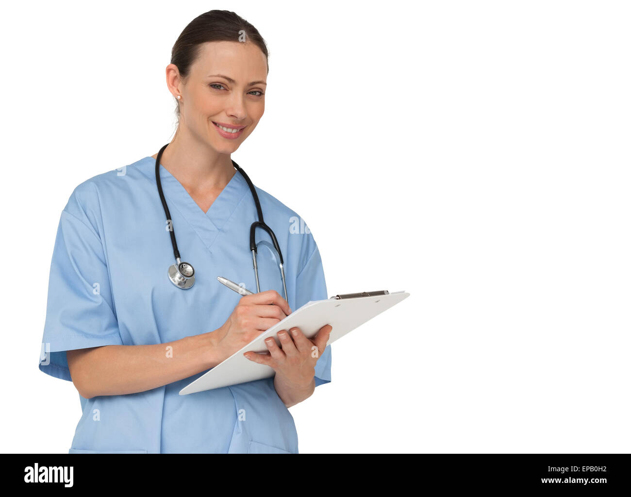 Happy nurse writing on hi-res stock photography and images - Alamy
