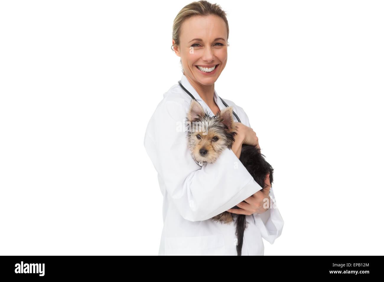 Smiling veterinarian holding puppy hi-res stock photography and images ...