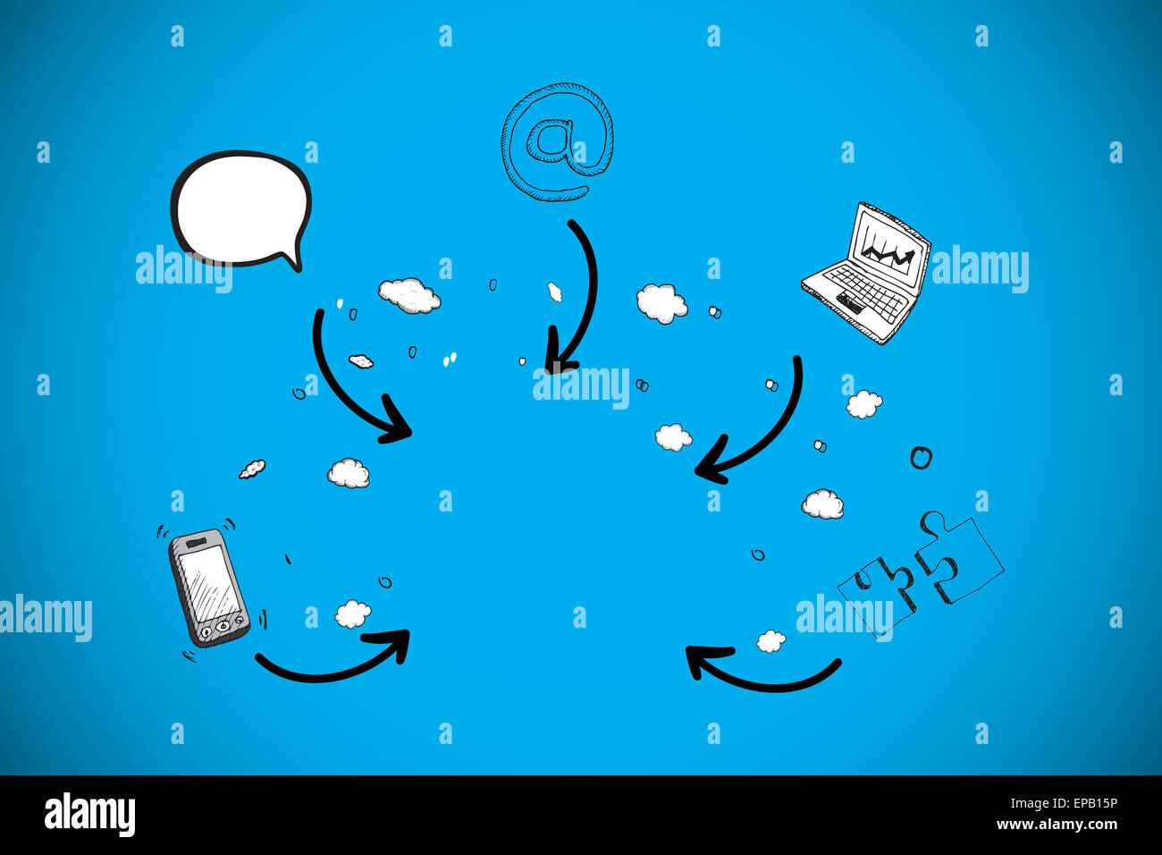 Composite image of technology doodles with arrows Stock Photo - Alamy