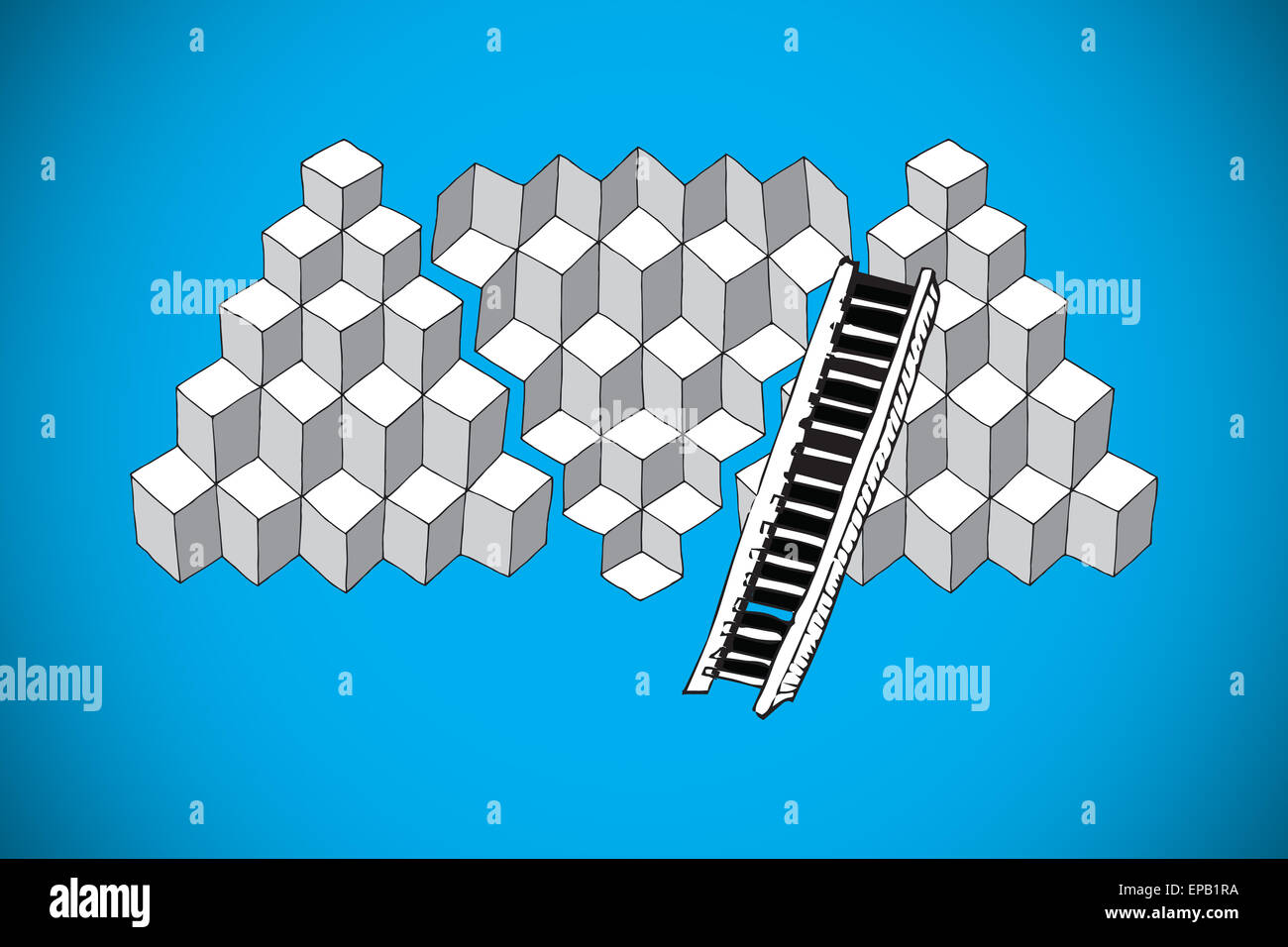 Composite image of ladder leaning on triangle design Stock Photo - Alamy