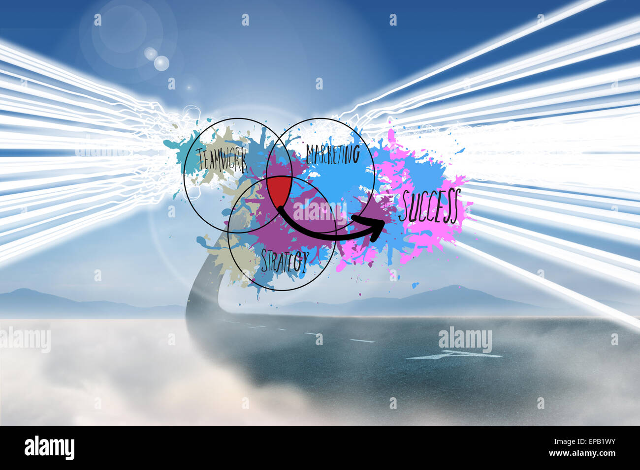 Composite image of success concept on paint splashes Stock Photo - Alamy