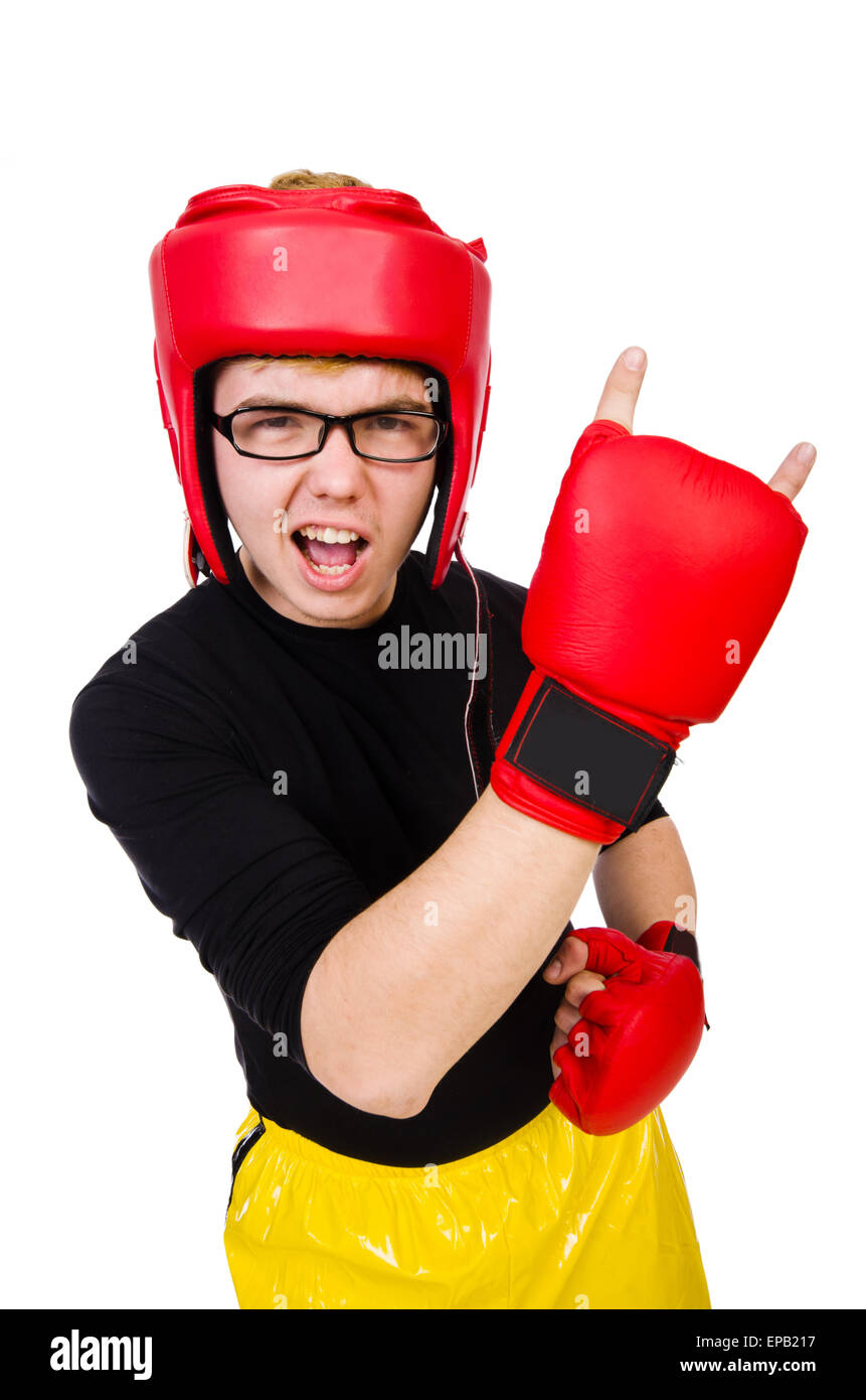 Funny boxer isolated on the white background Stock Photo - Alamy