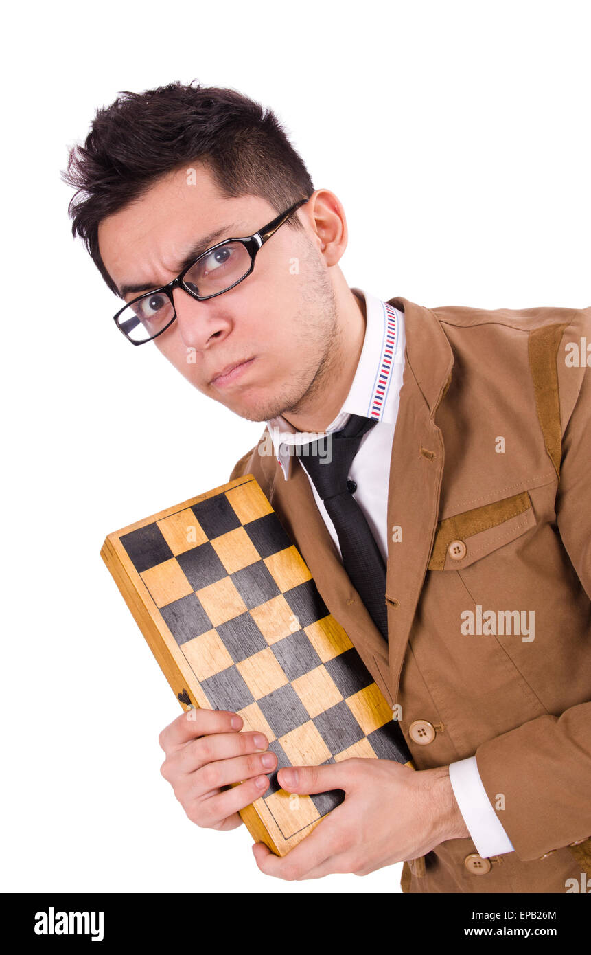 Funny chess player isolated on white Stock Photo - Alamy