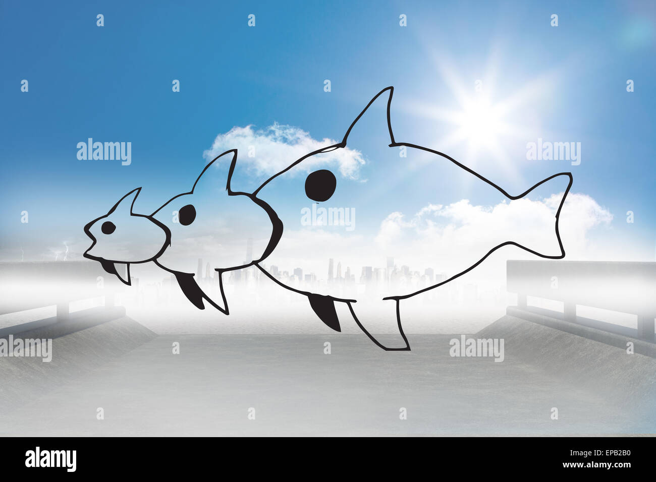 Composite image of fish eating a fish eating a fish Stock Photo - Alamy