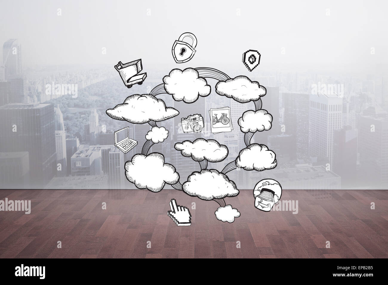 Composite image of cloud computing doodle Stock Photo - Alamy