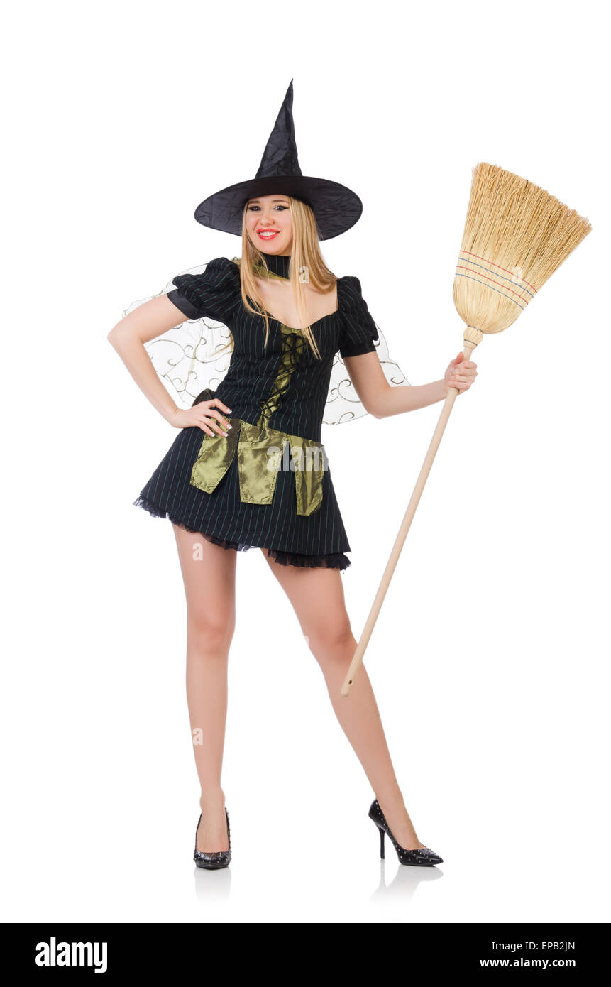 Witch isolated on the white background Stock Photo - Alamy
