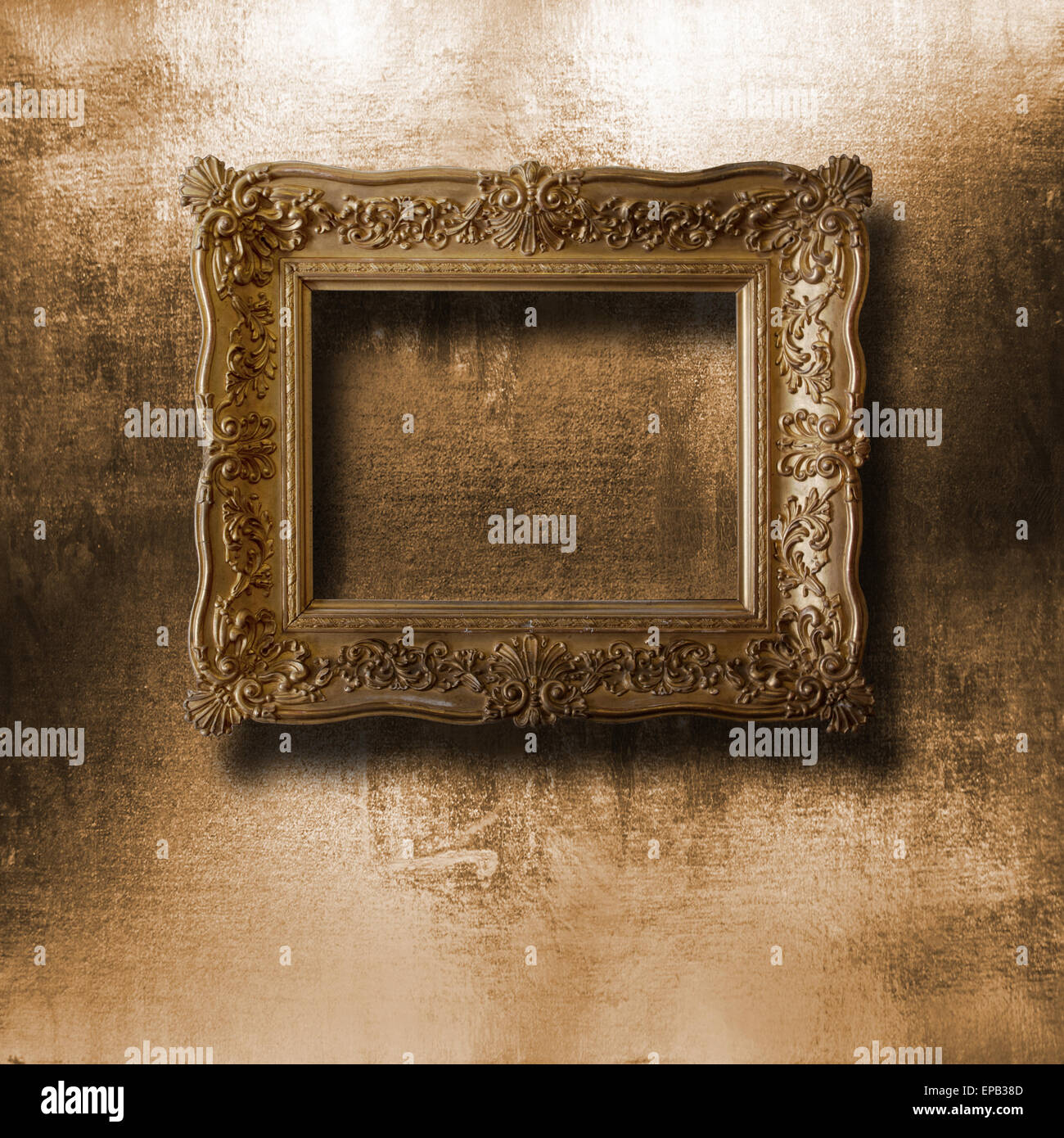 Old gilded picture frame for portrait on shabby cement wall Stock Photo ...