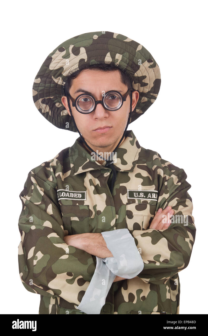 Funny soldier isolated on the white Stock Photo - Alamy