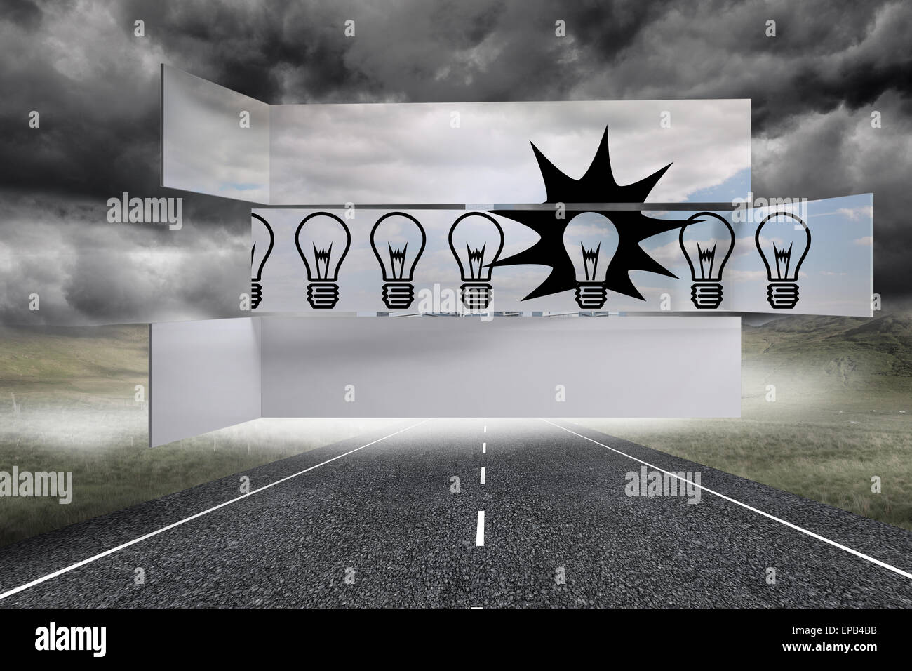 Composite image of light bulbs on abstract screen Stock Photo - Alamy