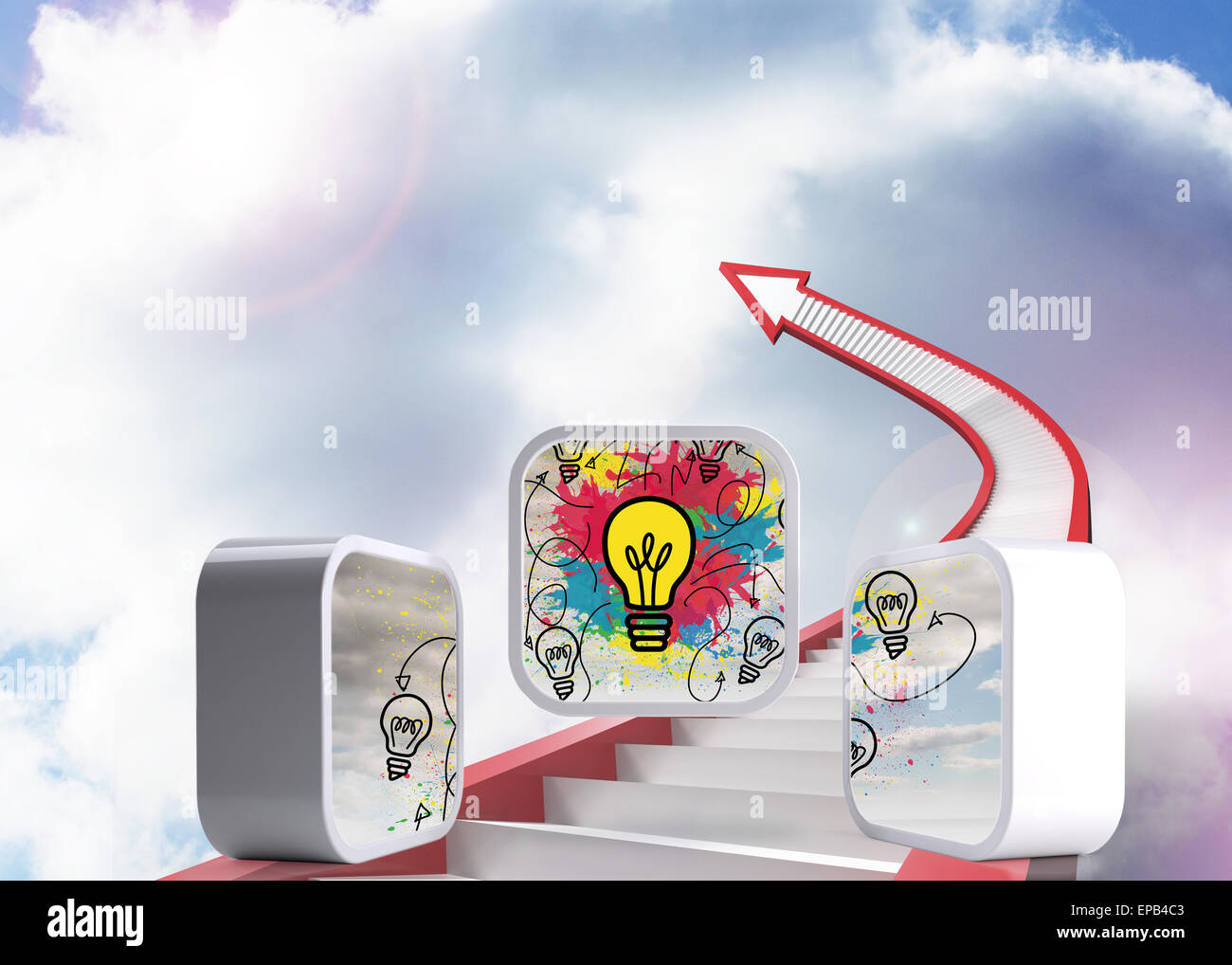 Composite image of light bulbs on abstract screen Stock Photo - Alamy