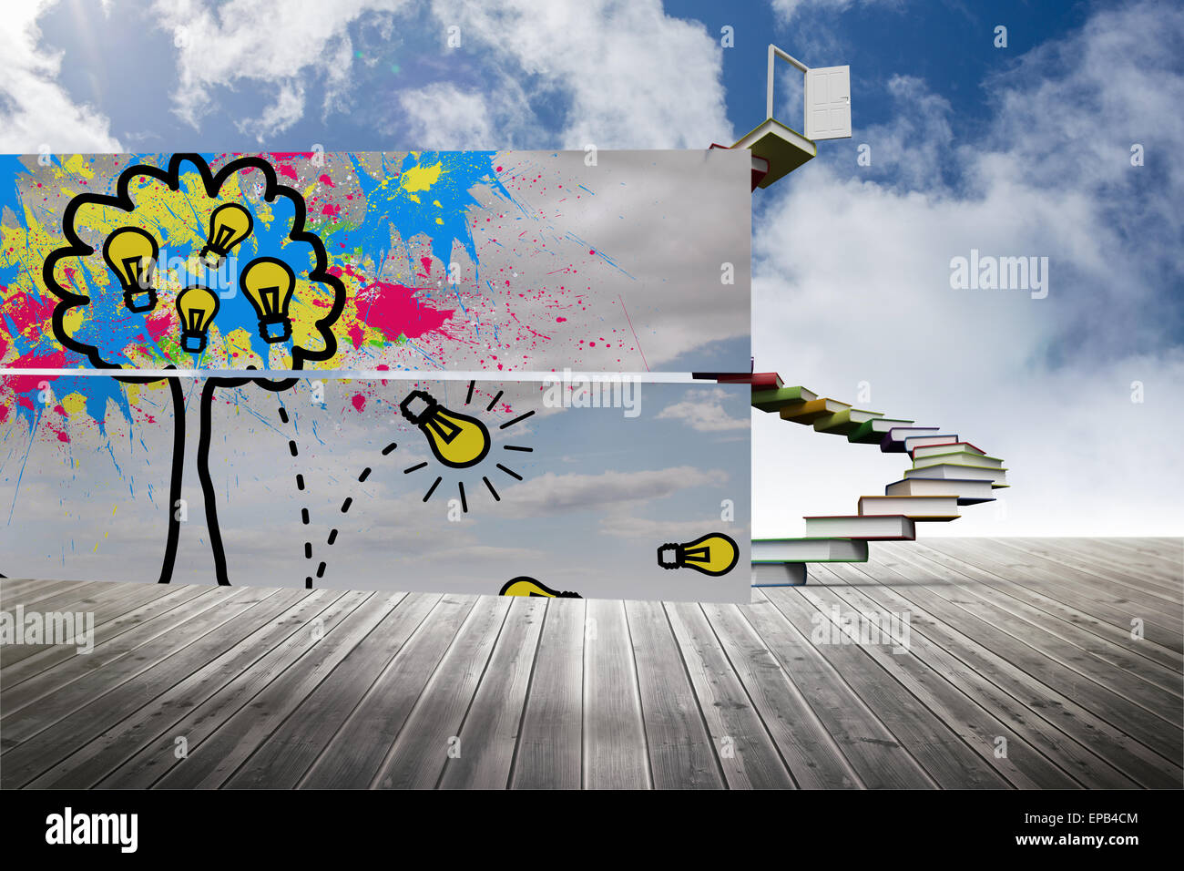 Composite image of light bulb tree on abstract screen Stock Photo - Alamy