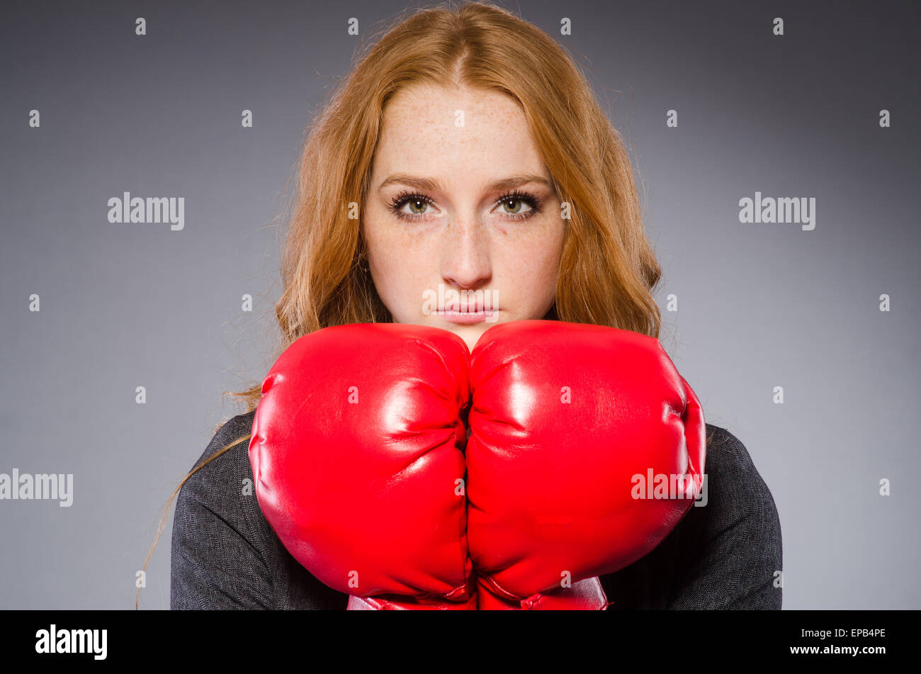 Woman boxer in dark room Stock Photo - Alamy