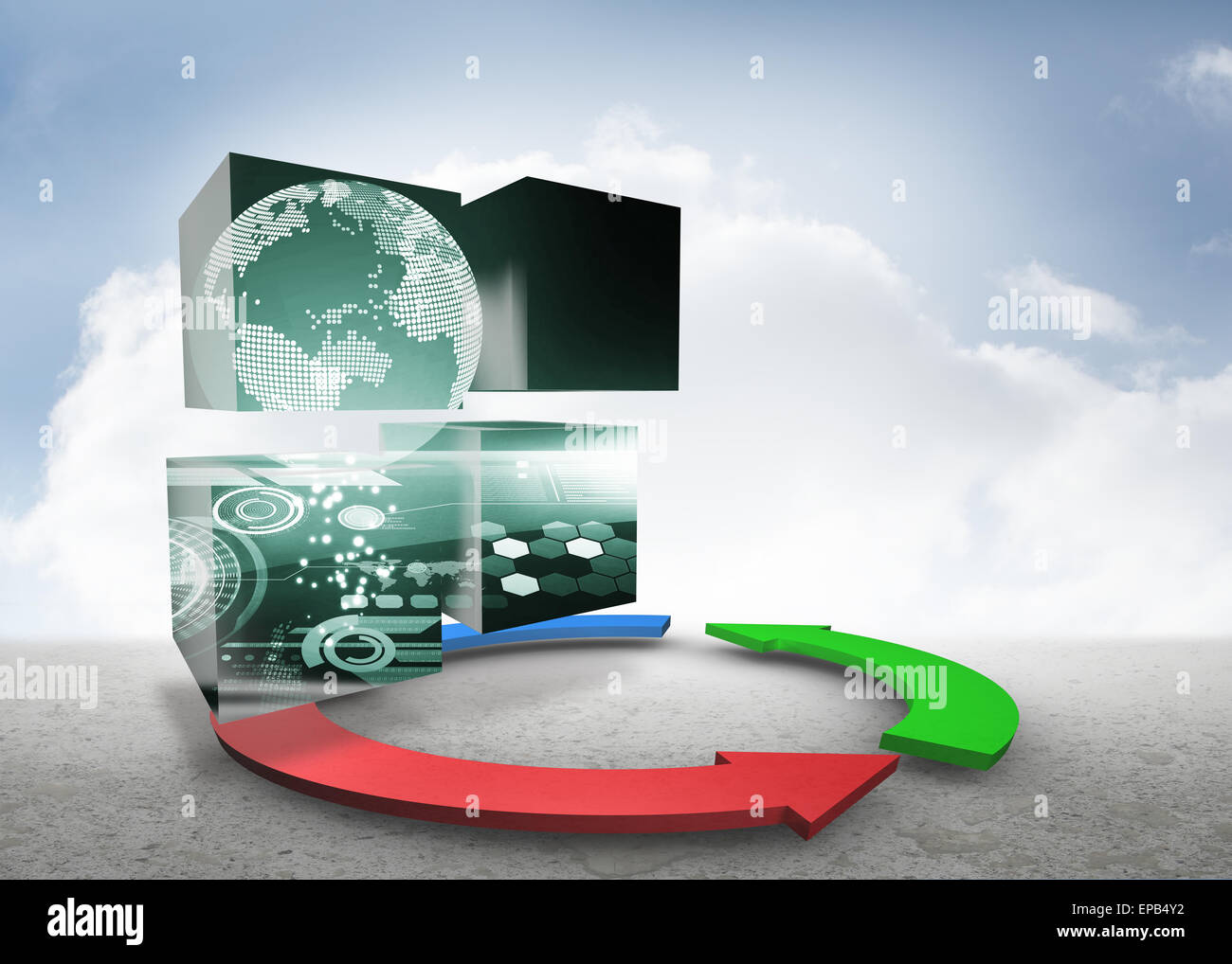 Composite image of earth interface on abstract screen Stock Photo - Alamy