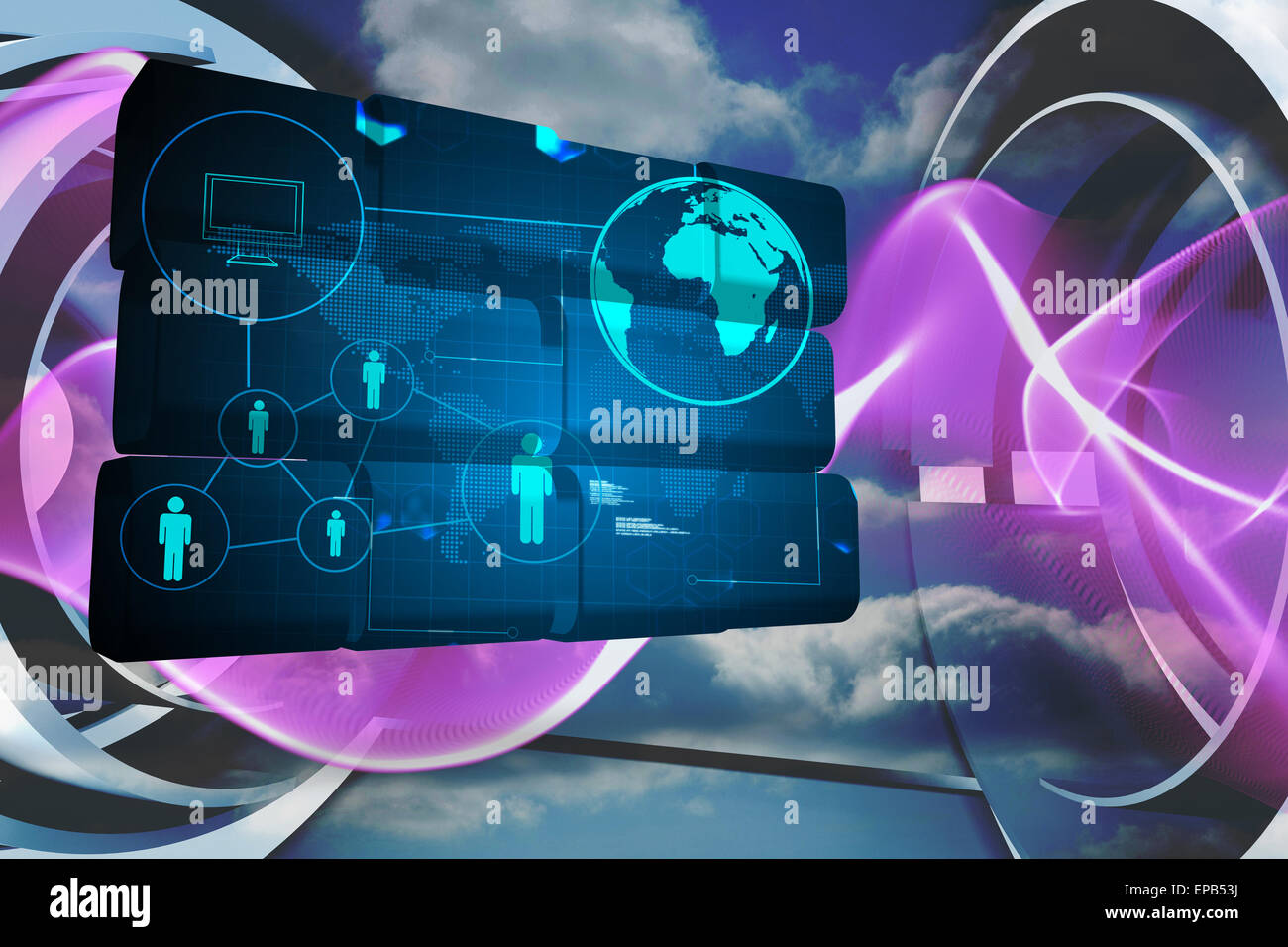 Composite image of earth interface on abstract screen Stock Photo - Alamy