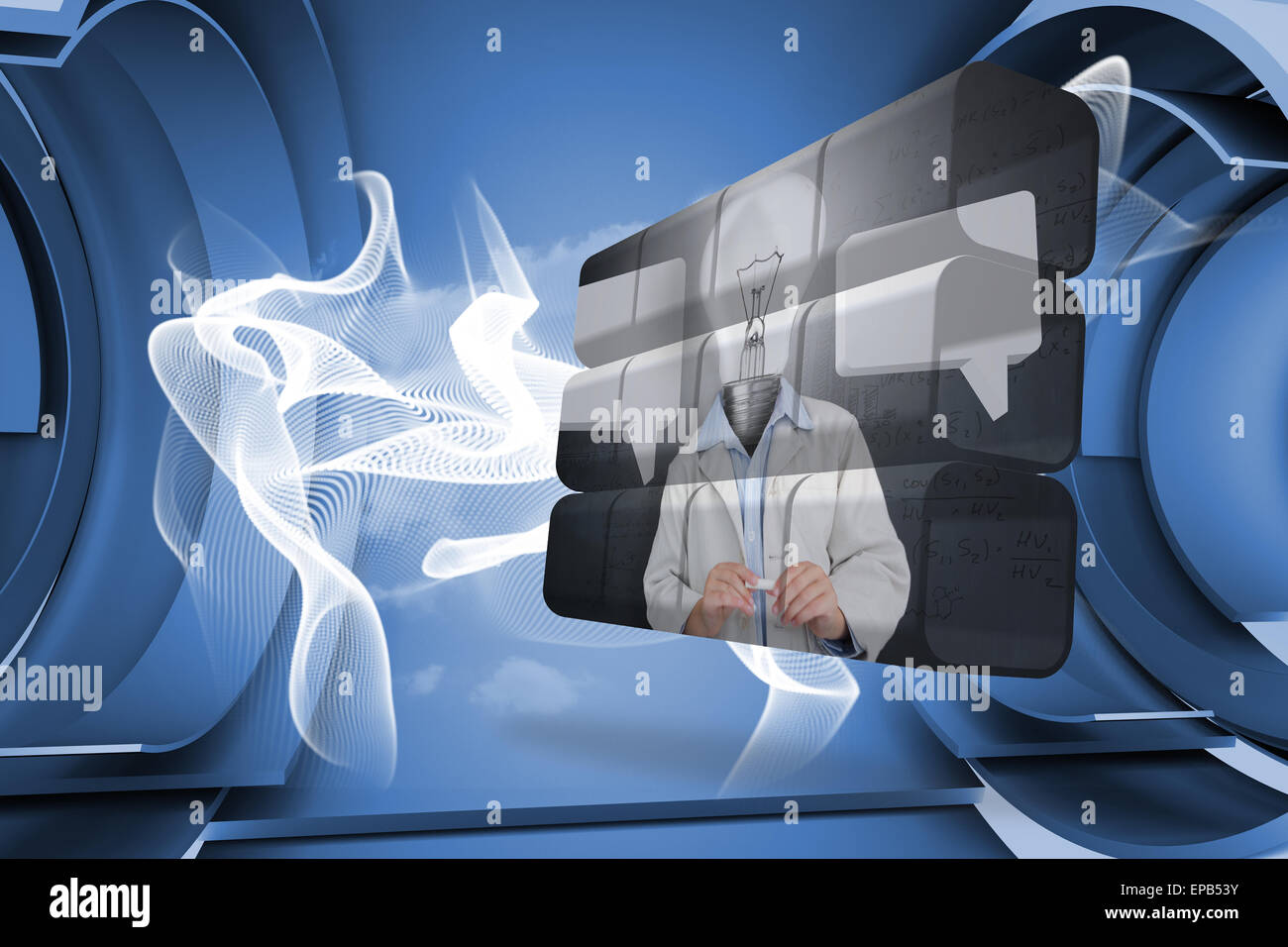 Light bulb man on abstract screen Stock Photo - Alamy
