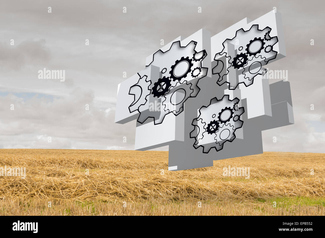 Composite image of cogs and wheels on abstract screen Stock Photo - Alamy