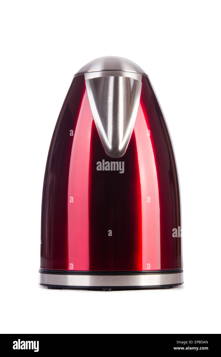 Red electric kettle isolated on white Stock Photo - Alamy