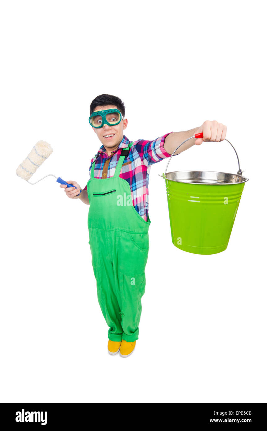 Funny painter isolated on white Stock Photo - Alamy