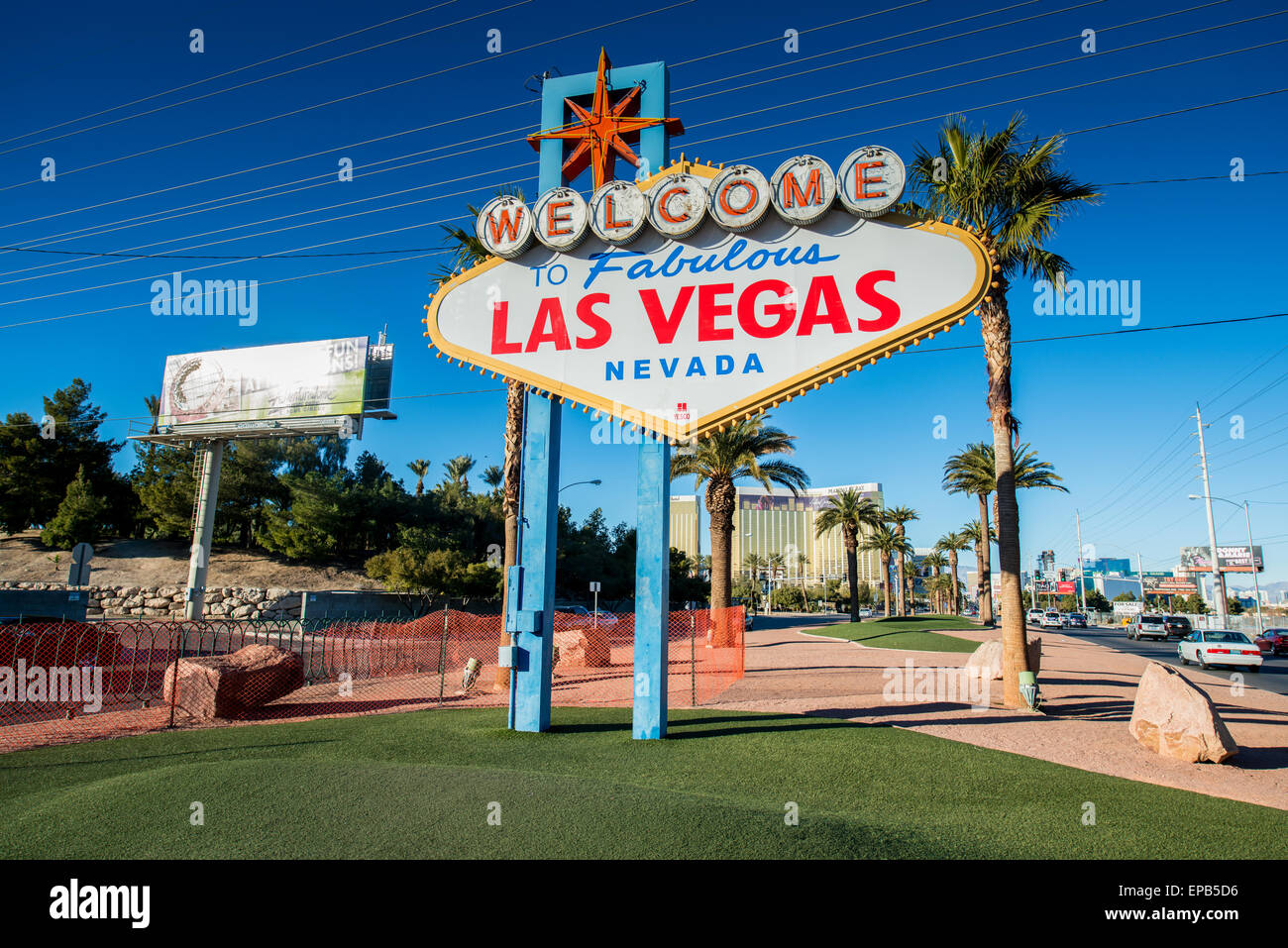 Famous Las Vegas sign on bright sunny day Stock Photo - Alamy