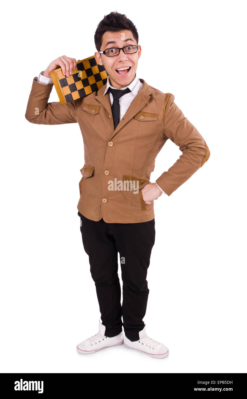 Funny chess player isolated on white Stock Photo - Alamy