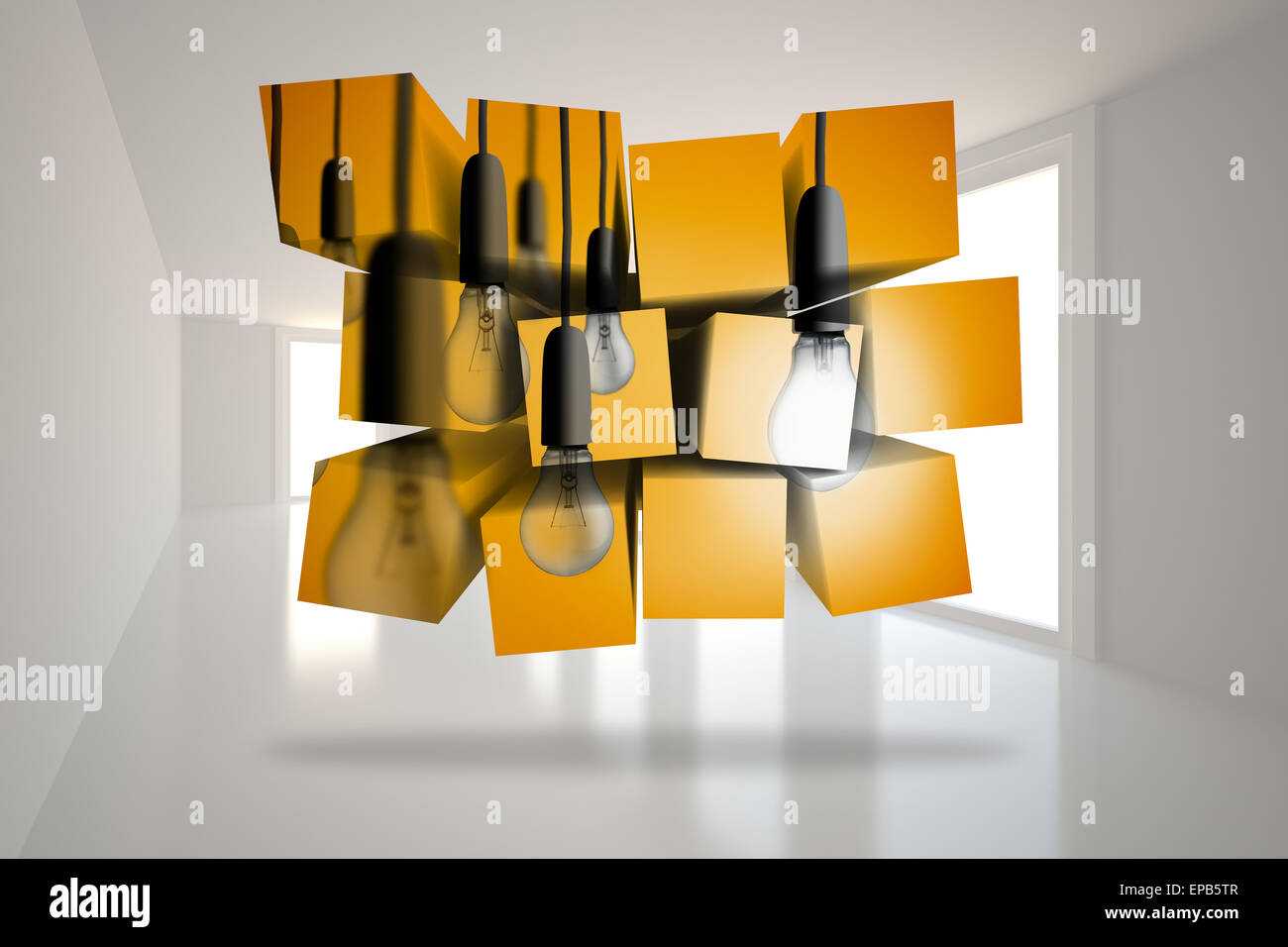 Composite image of light bulbs on abstract screen Stock Photo - Alamy