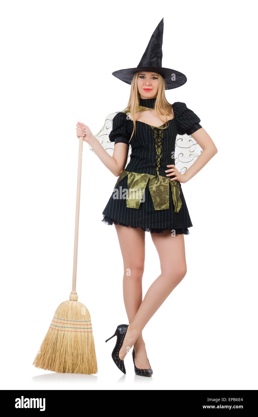 Witch isolated on the white background Stock Photo - Alamy