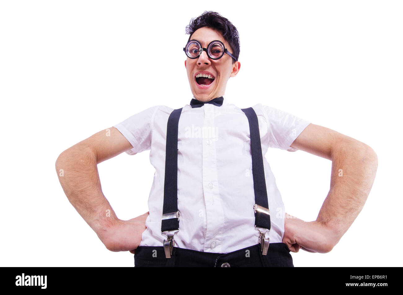 Funny man isolated on the white Stock Photo - Alamy