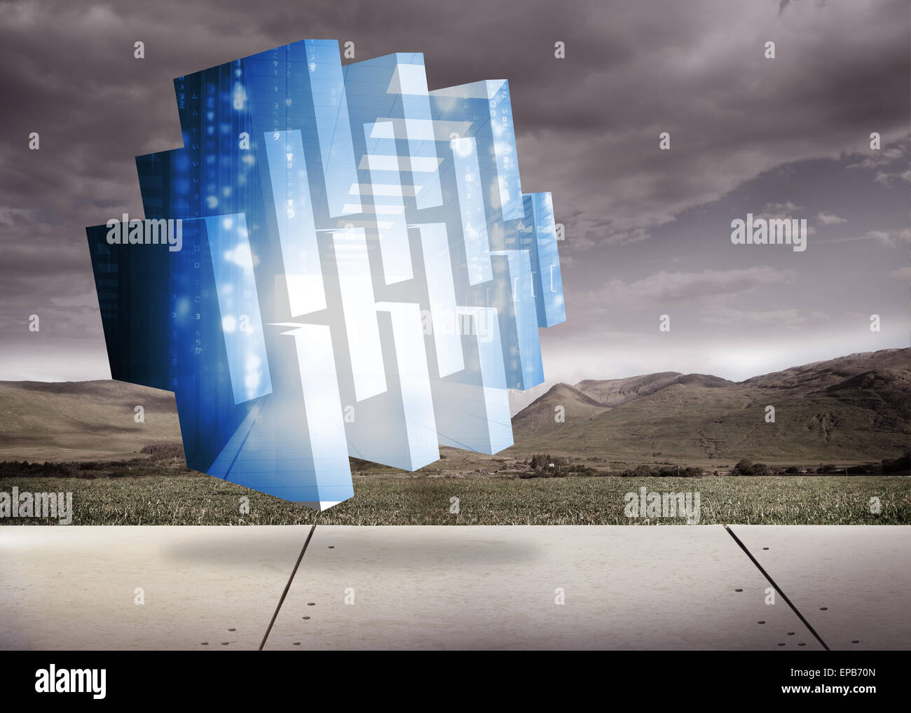 Server hall on abstract screen Stock Photo - Alamy