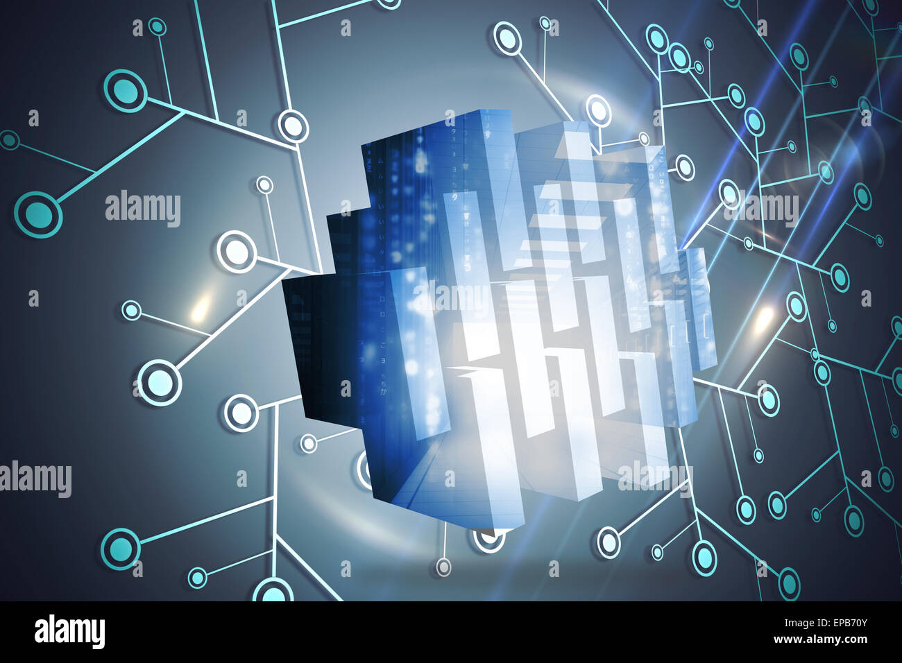 Composite image of server hall on abstract screen Stock Photo - Alamy