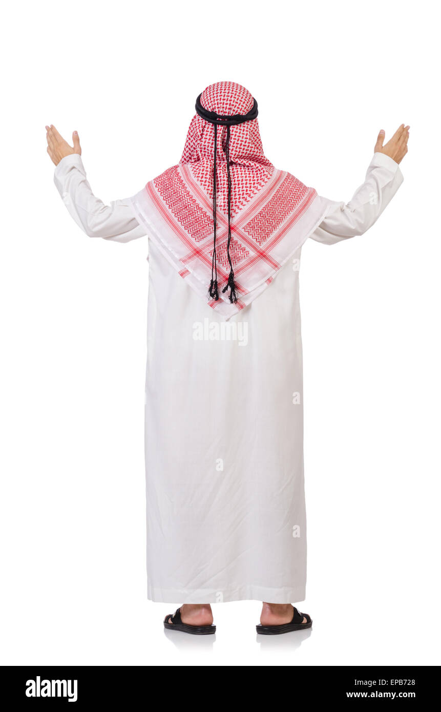 Praying arab man isolated on white Stock Photo - Alamy