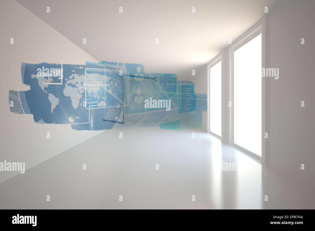 Abstract screen in room showing technology interface Stock Photo - Alamy