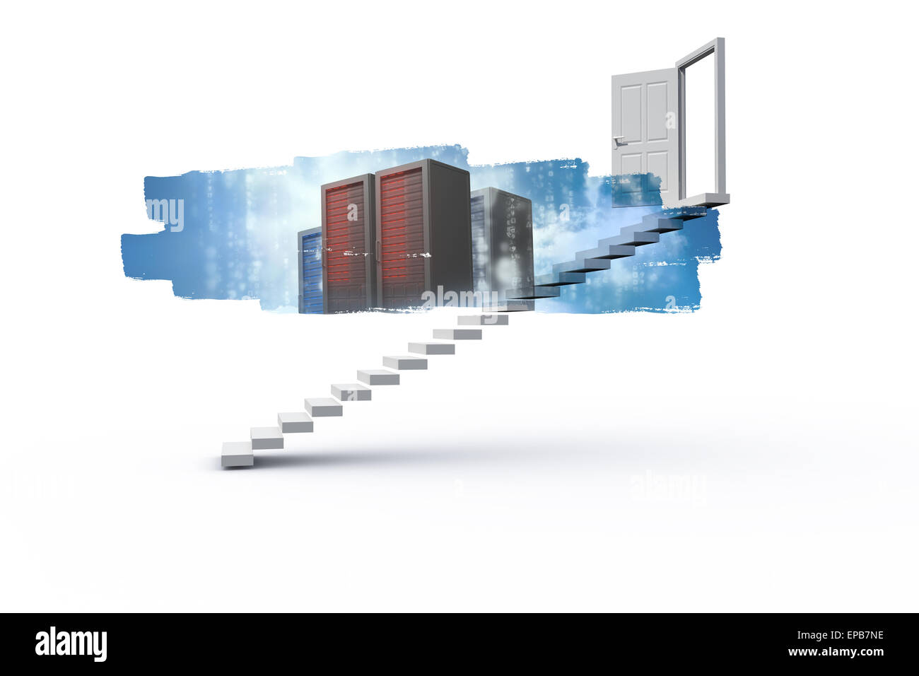 Abstract screen in room showing server towers Stock Photo - Alamy
