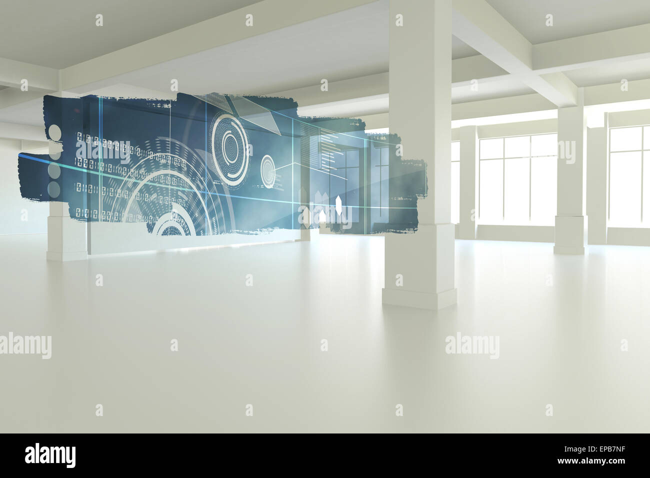 Abstract screen in room showing technology interface Stock Photo - Alamy