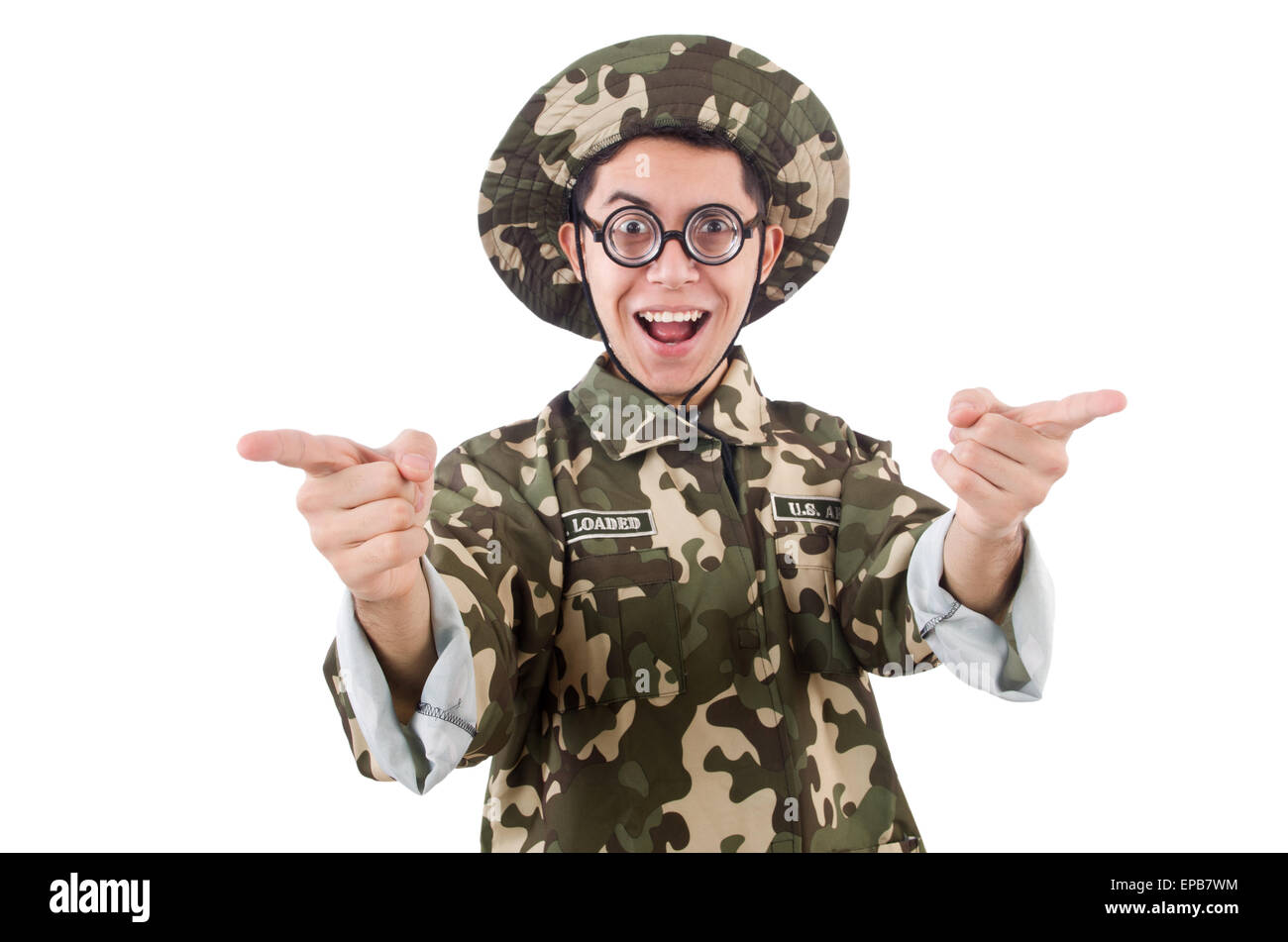 Funny soldier isolated on the white Stock Photo - Alamy