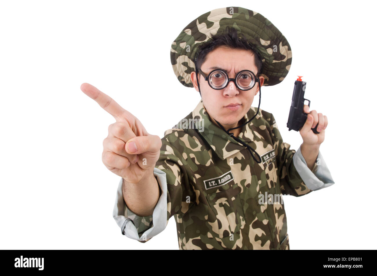 Funny soldier isolated on the white Stock Photo - Alamy