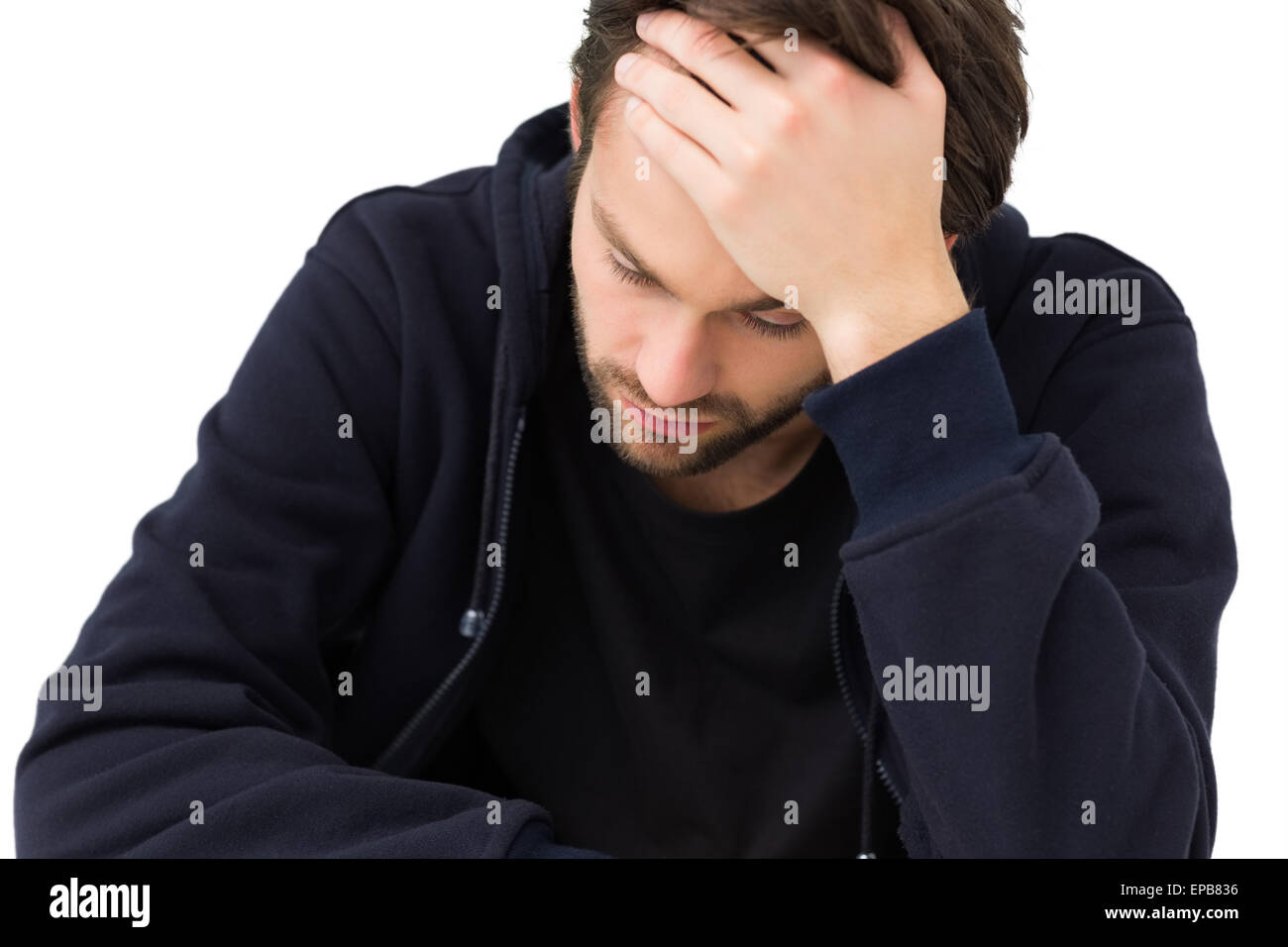 Close-up of a stressed handsome young man Stock Photo - Alamy
