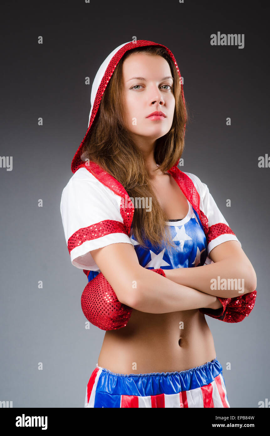 Woman boxer in uniform with US symbols Stock Photo - Alamy