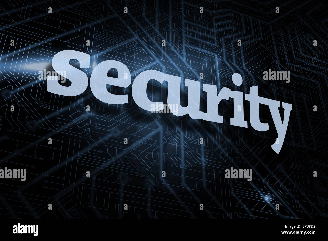 Security against futuristic black and blue background Stock Photo - Alamy