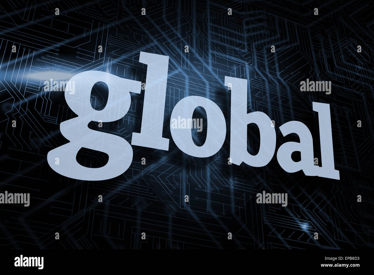 Global against futuristic black and blue background Stock Photo - Alamy