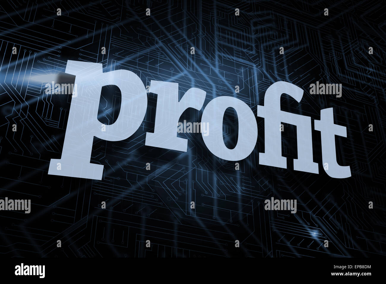 Profit against futuristic black and blue background Stock Photo - Alamy