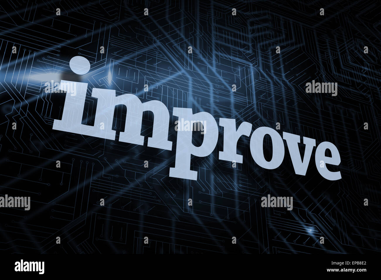 Improve against futuristic black and blue background Stock Photo - Alamy