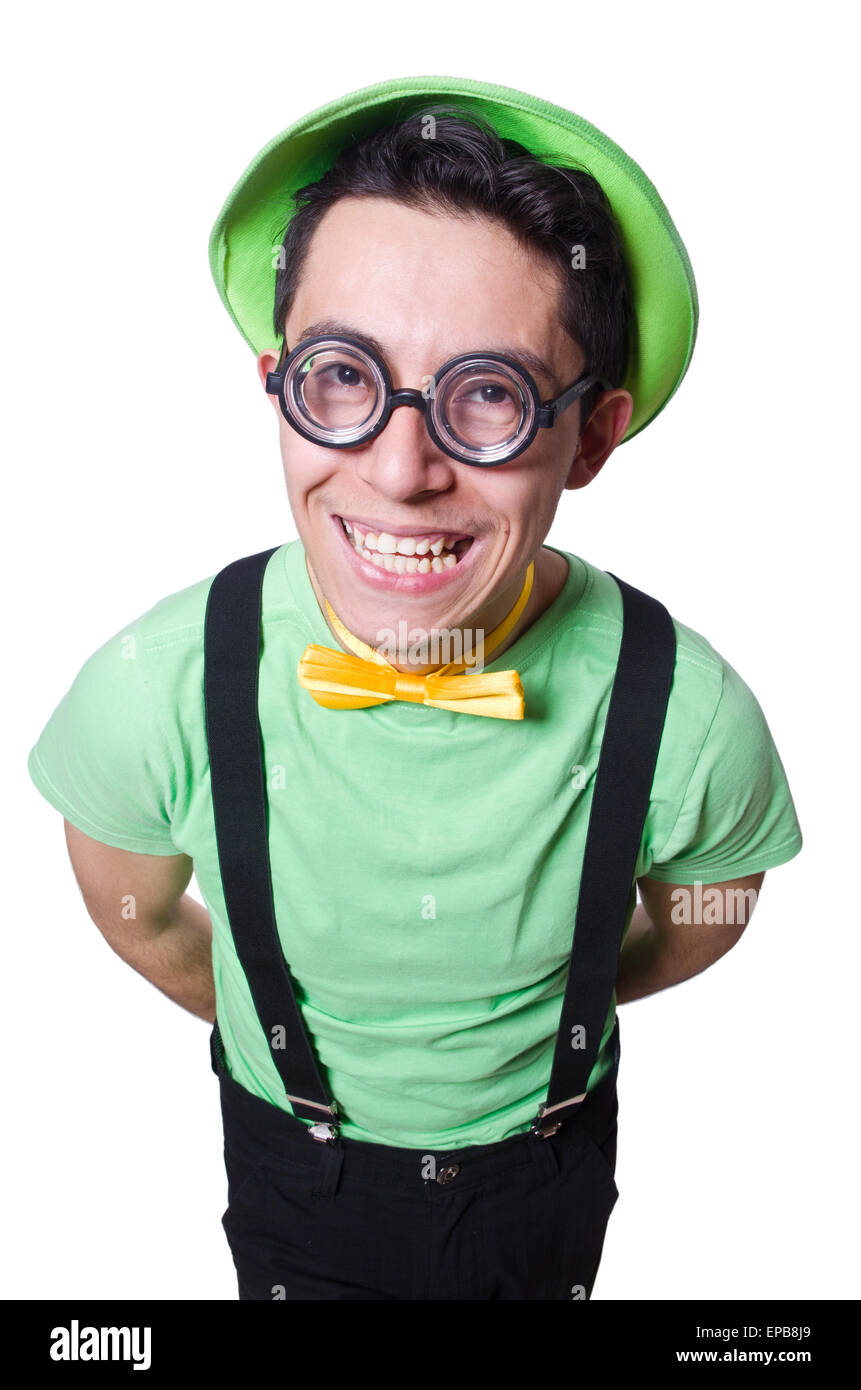 Funny man isolated on the white Stock Photo - Alamy