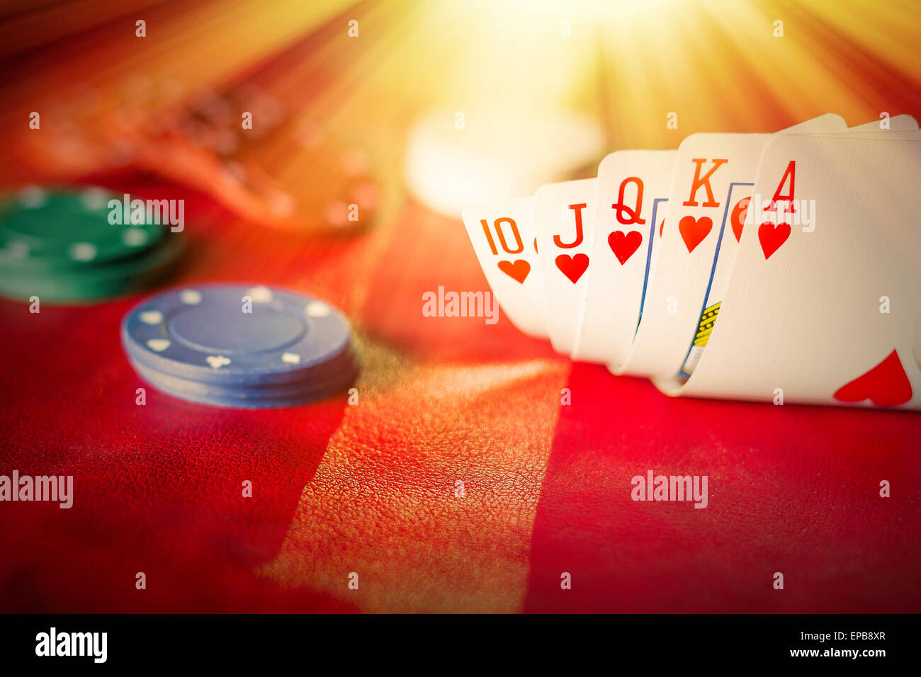 Heavenly light illuminates a winning hand in this poker background ...