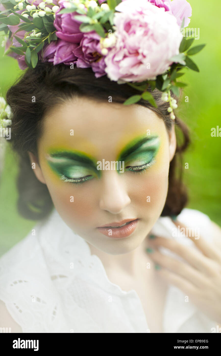 Portrait of a young girl with spring art make up Stock Photo - Alamy