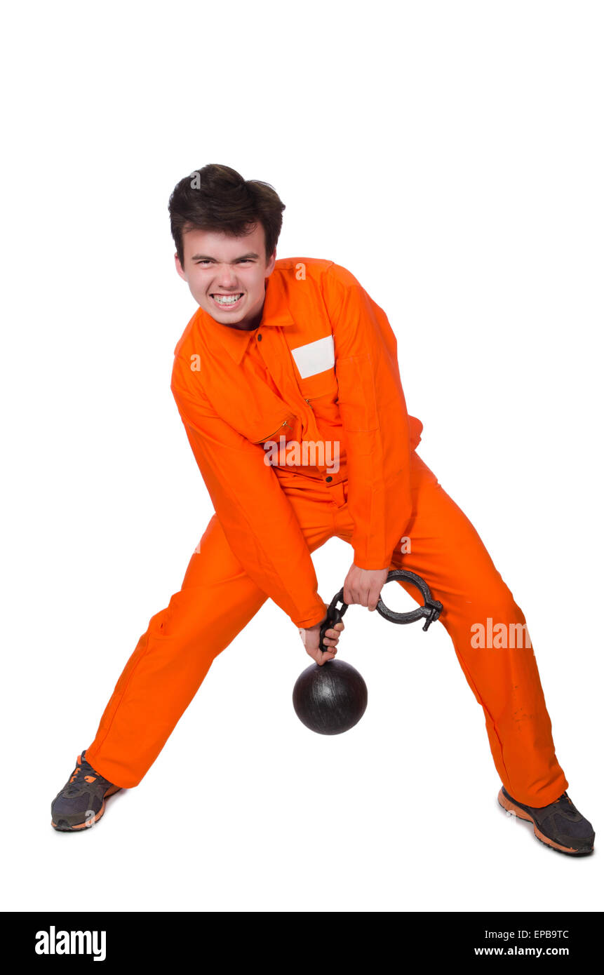 Young inmate with chains isolated on the white Stock Photo - Alamy