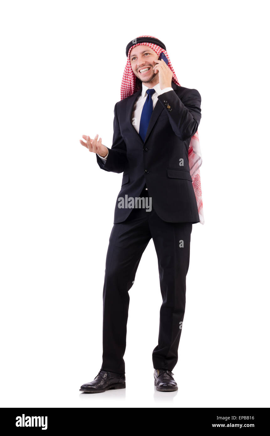 Happy arab man talking Cut Out Stock Images & Pictures - Alamy