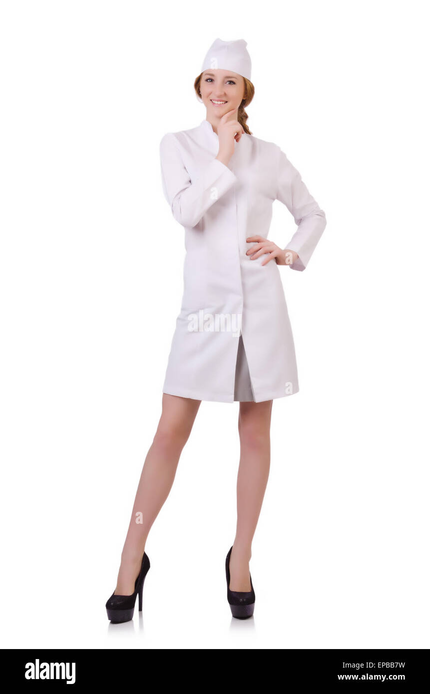 Pretty doctor isolated on white Stock Photo - Alamy