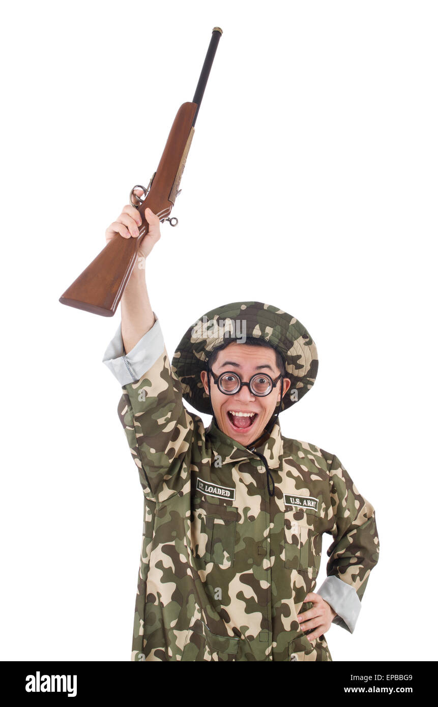 Funny soldier isolated on the white Stock Photo - Alamy