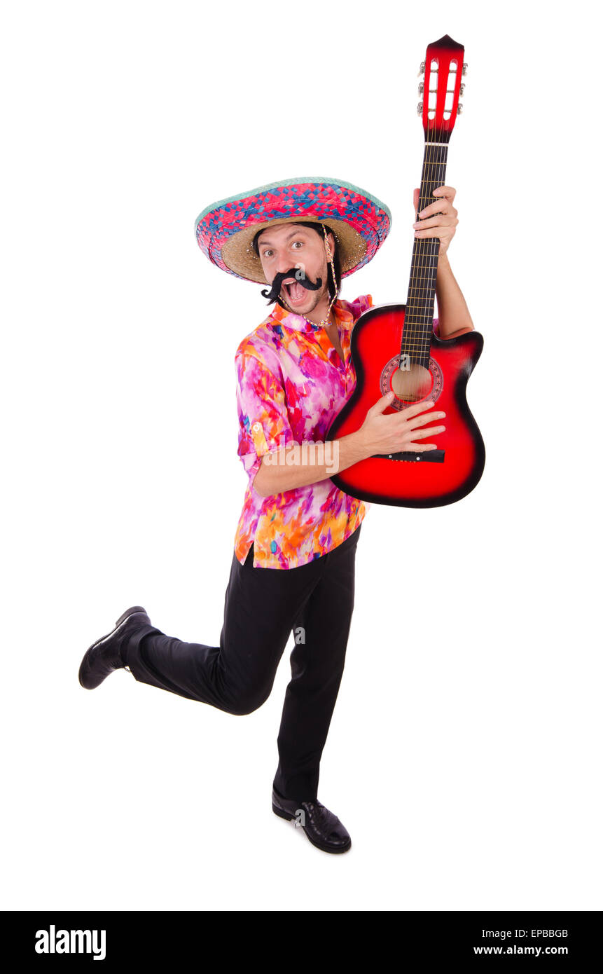Mexican guitar player isolated on the white Stock Photo - Alamy