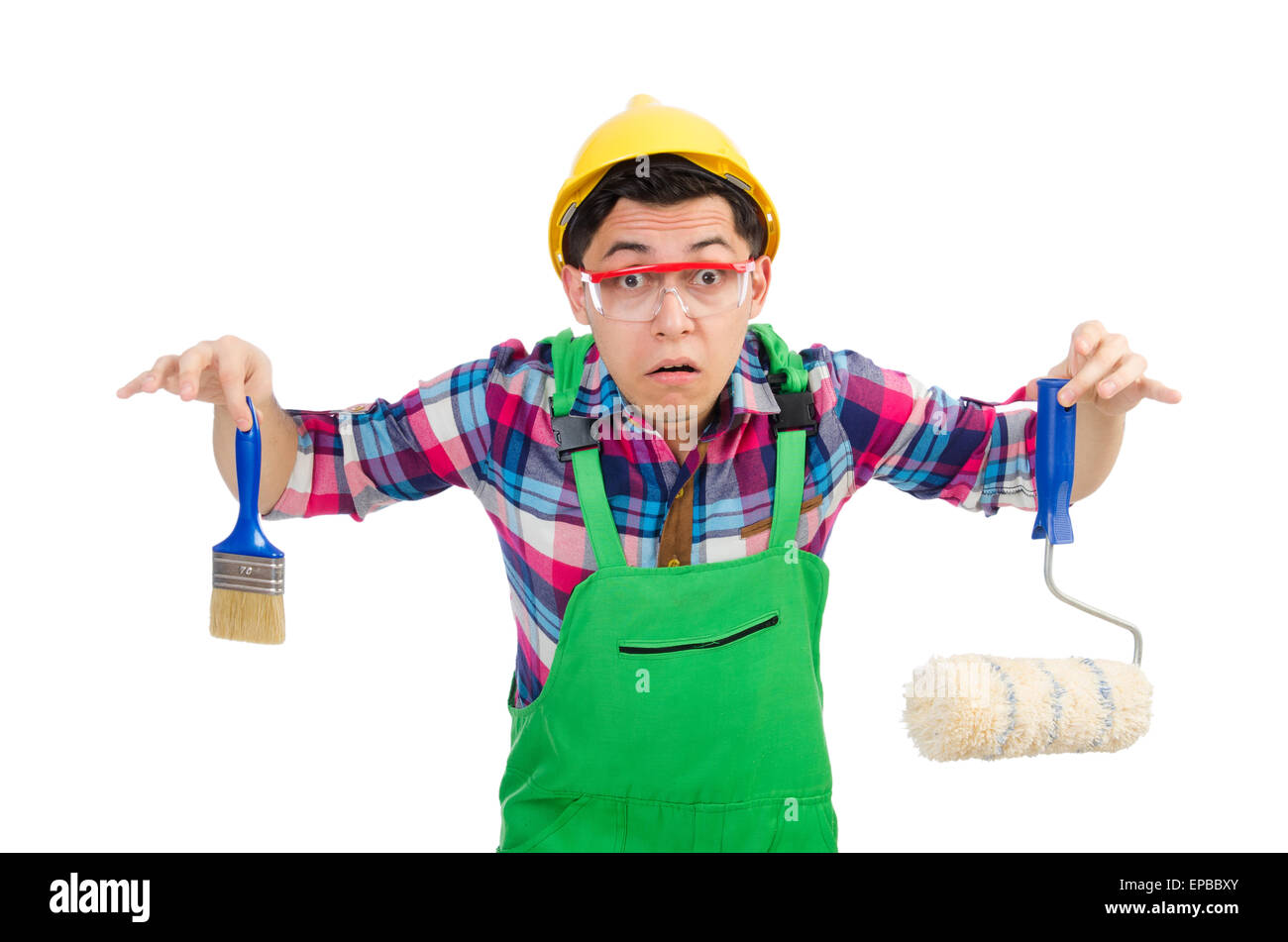 Funny painter isolated on white Stock Photo - Alamy